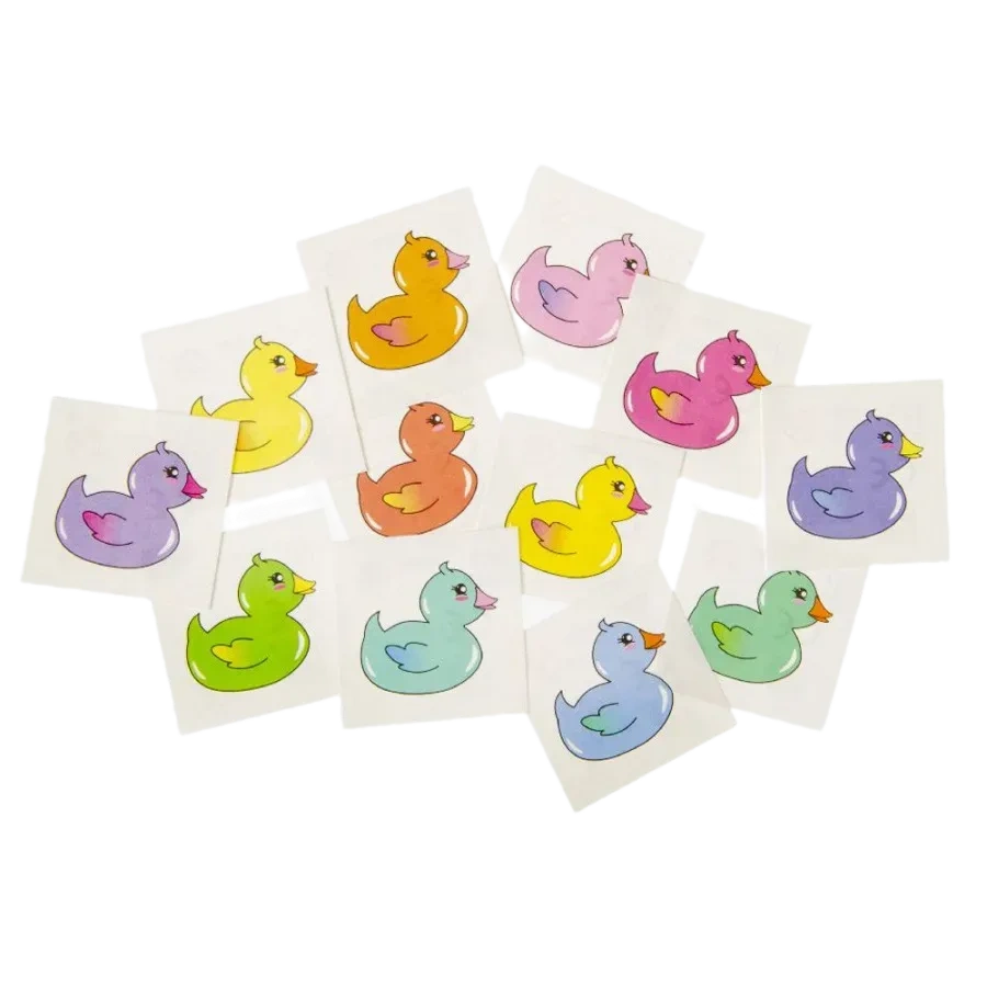 Badeend Tattoo 6-delig Setje - 4 x 4 cm - Diverse kleuren