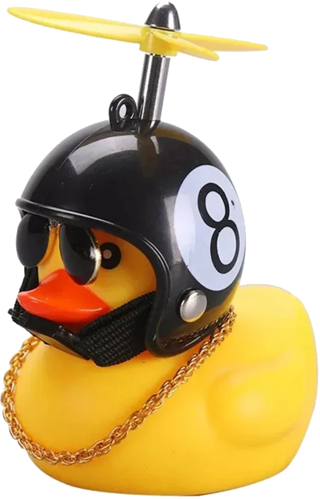 Leuke Rubberen Badeend met Helm - 8-ball Helm met Propeller